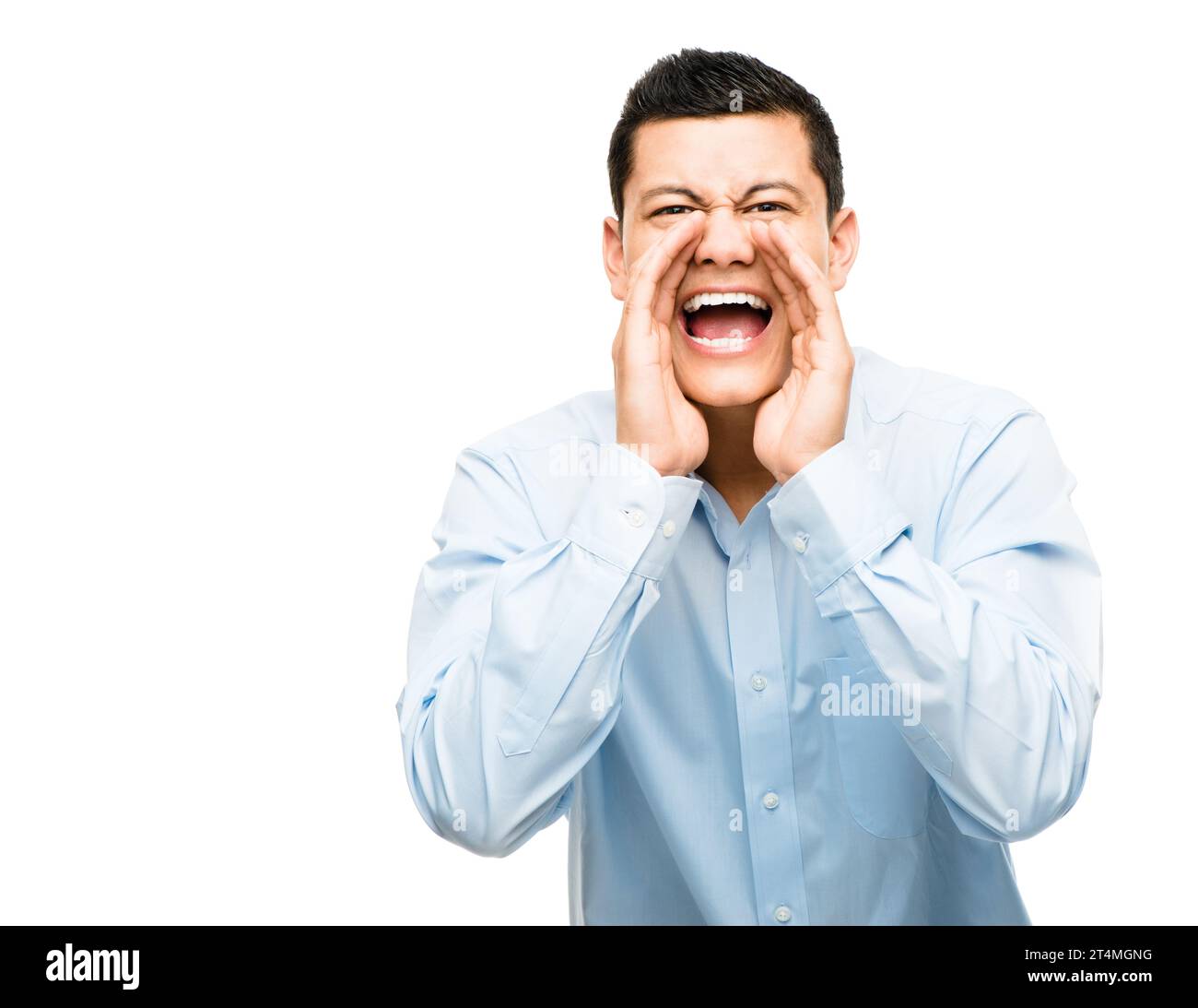 Getting some frustration off his chest. a young businessman shouting ...