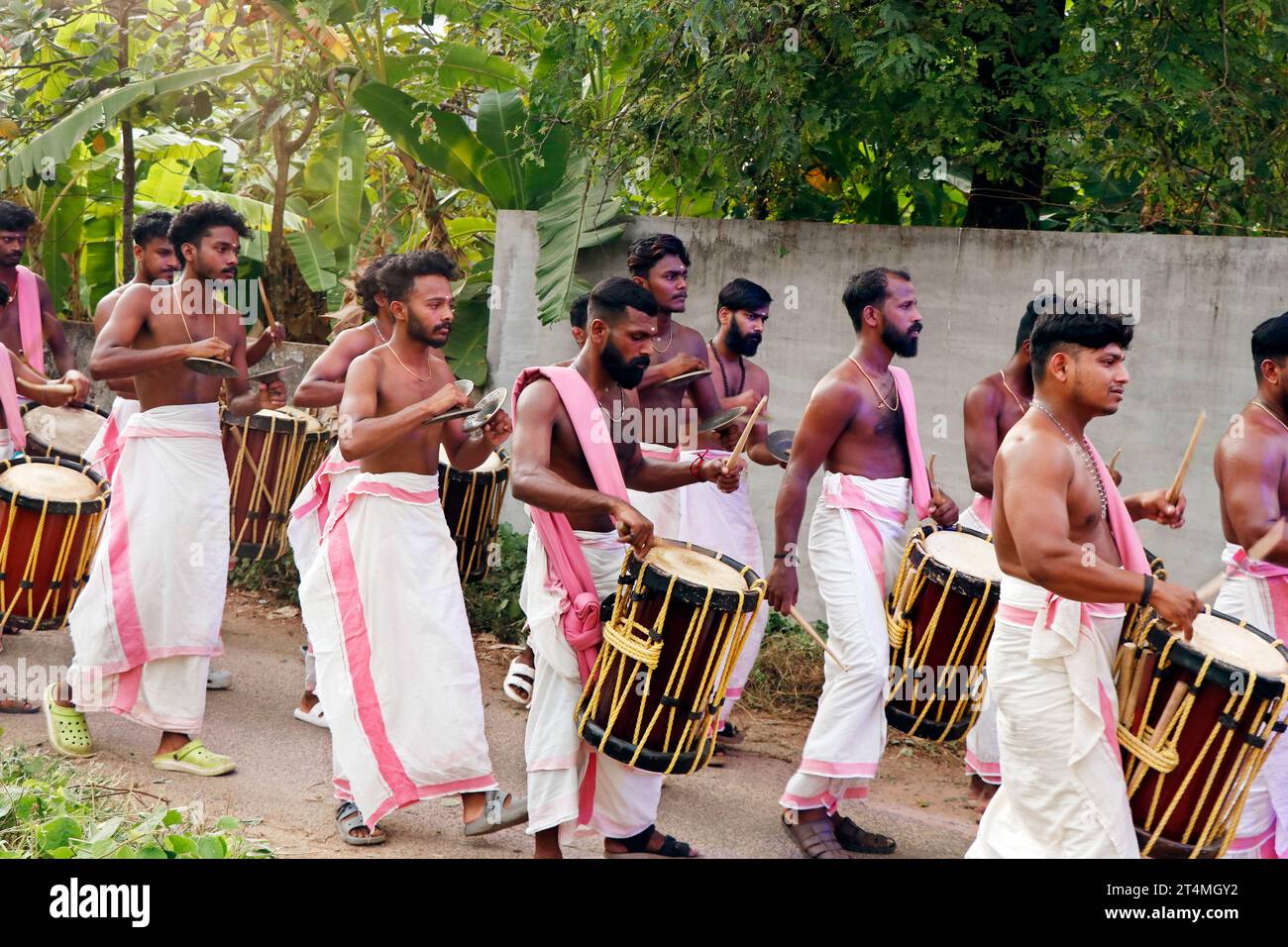Kerala, India - April 2, 2023 indian Men Play Traditional Percussion ...