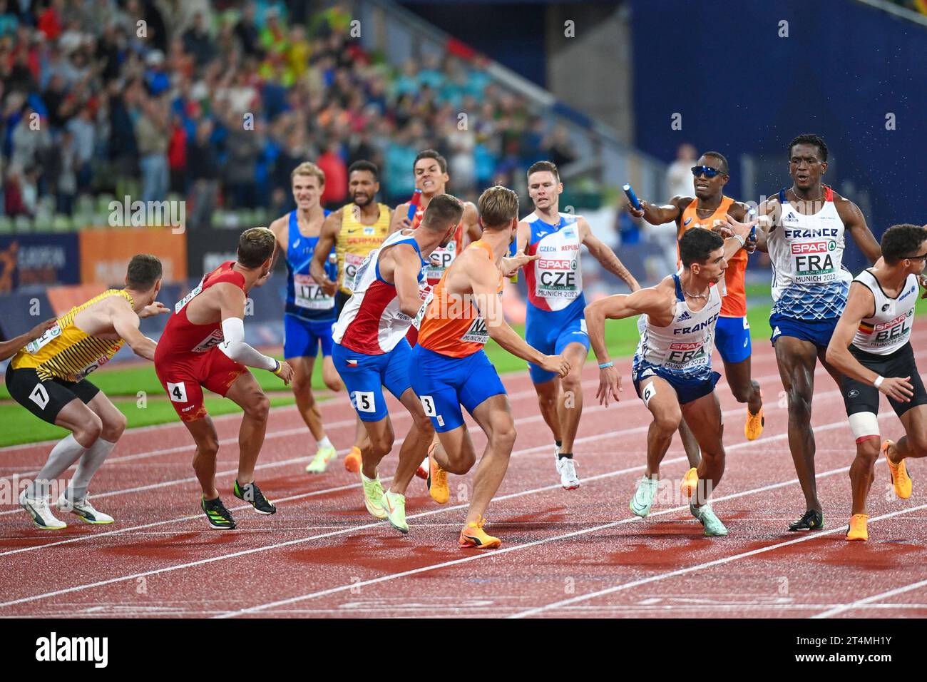 Men's 4x400 metres relay final. European Championships Munich 2022 ...