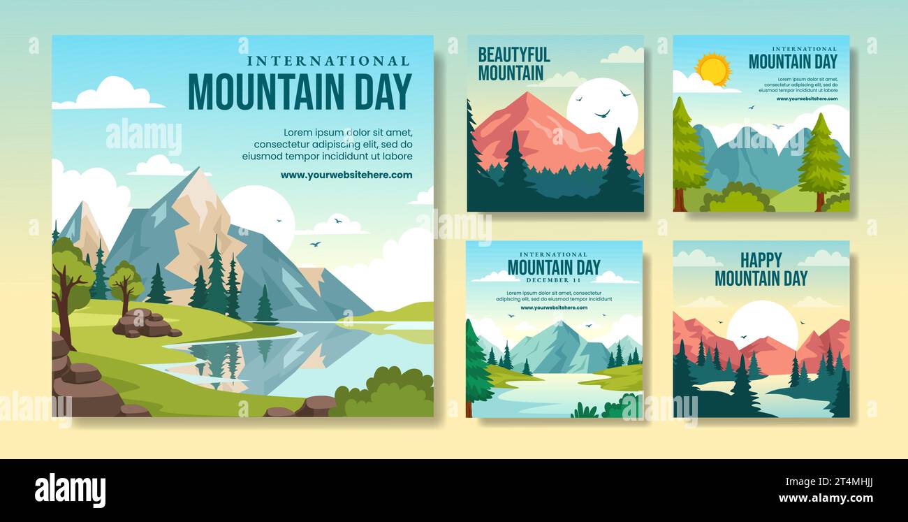 International Mountain Day Social Media Post Cartoon Hand Drawn ...