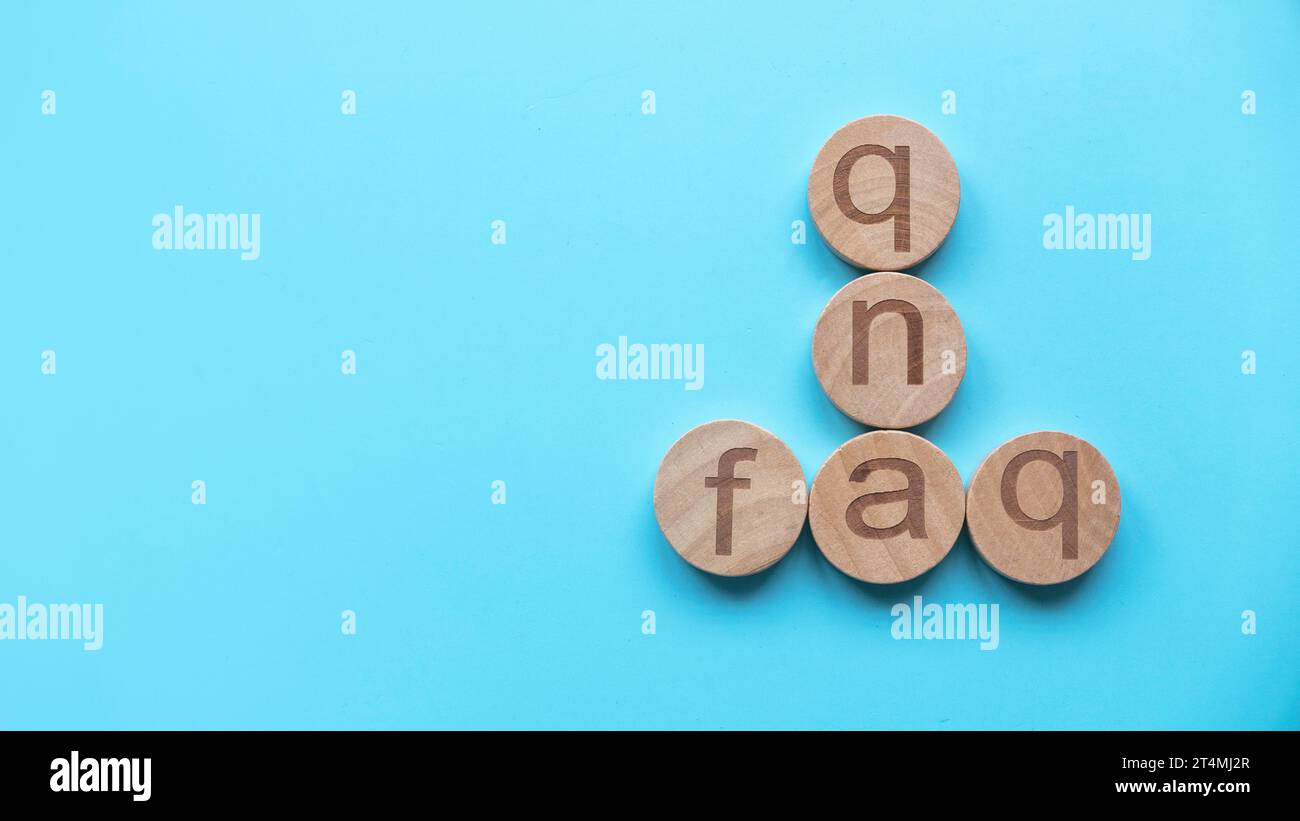 Qna and Faq alphabet. Questions and answer concept. Blue background with copy space Stock Photo ...