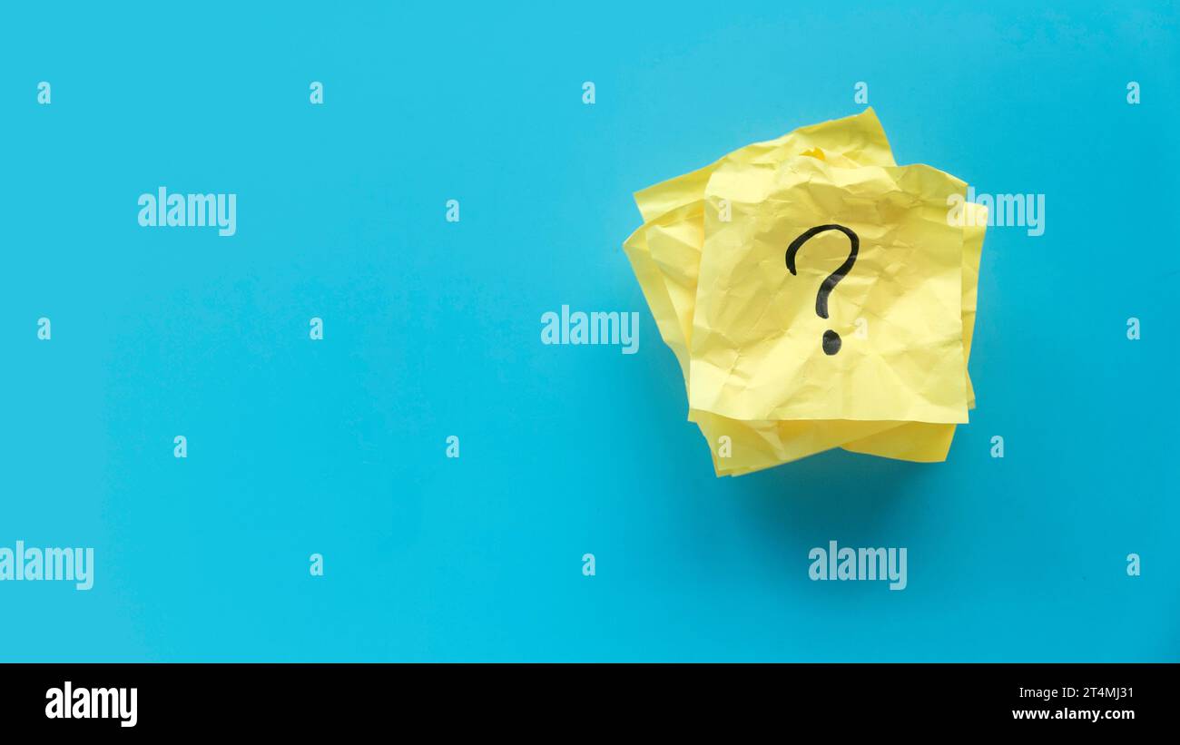 Questions And Answers Concept Qna Yellow And Crumpled Memo Note