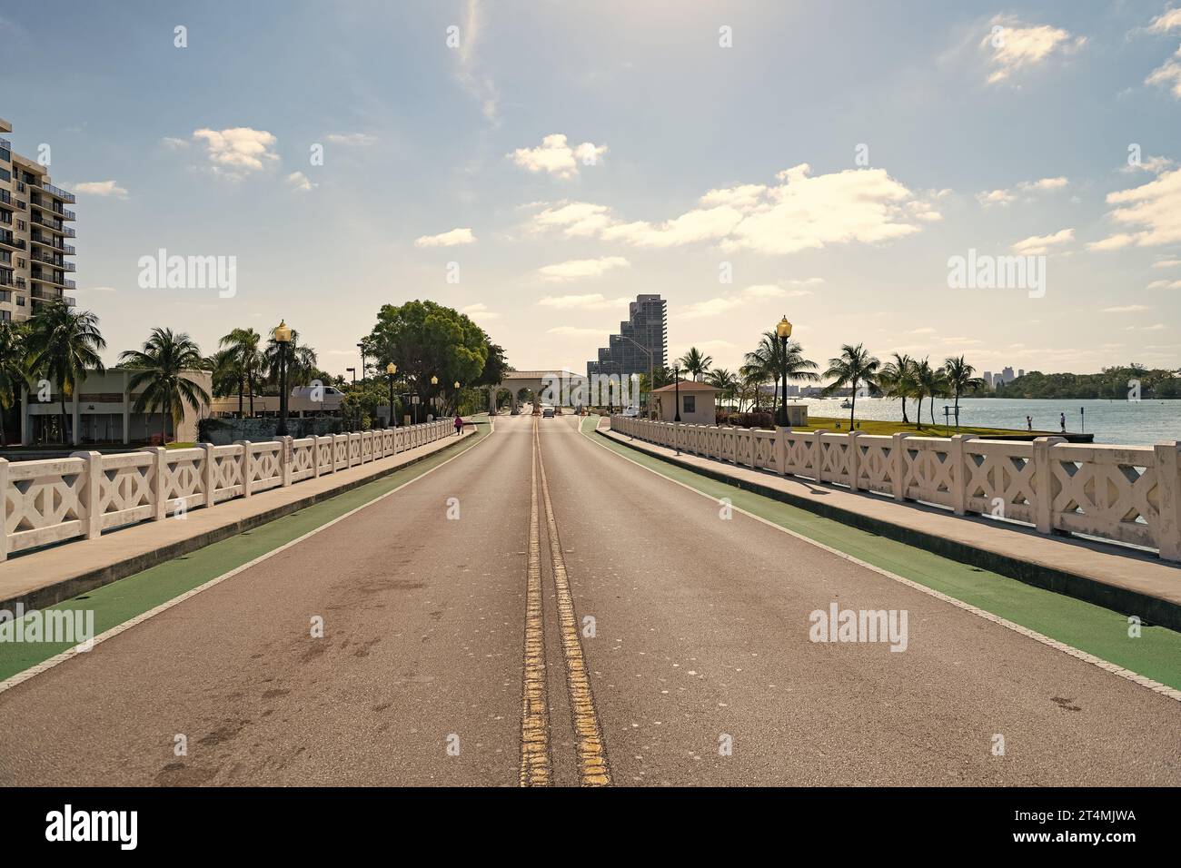 Miami, Florida USA - April 15, 2021: highway road with driving lines ...