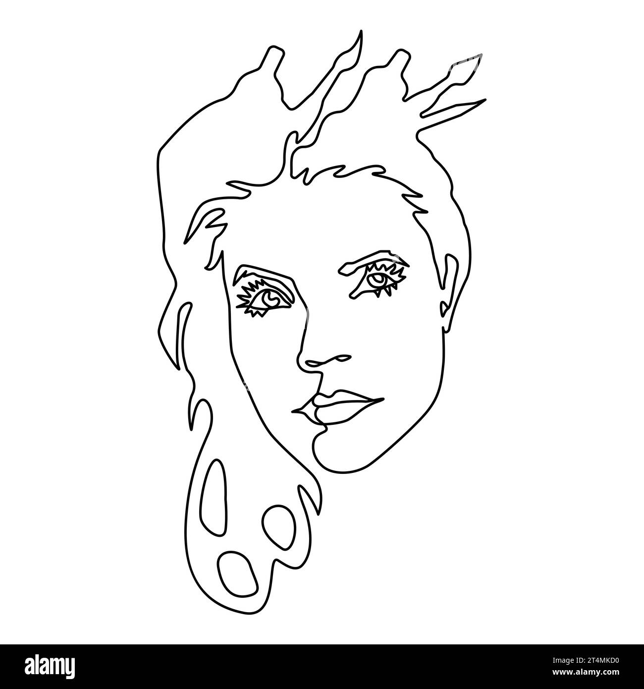 Avatar line art the girl is an artist Royalty Free Vector Stock Vector ...