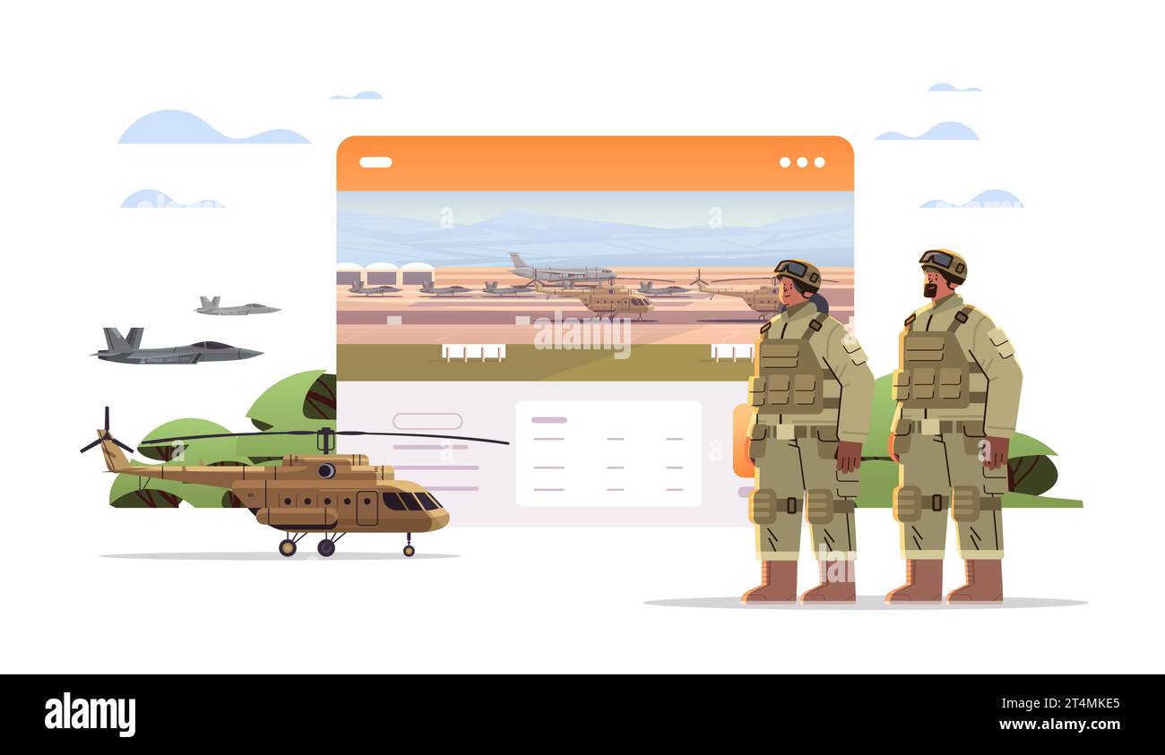 army soldiers in camouflage helmet and life vest standing together ...