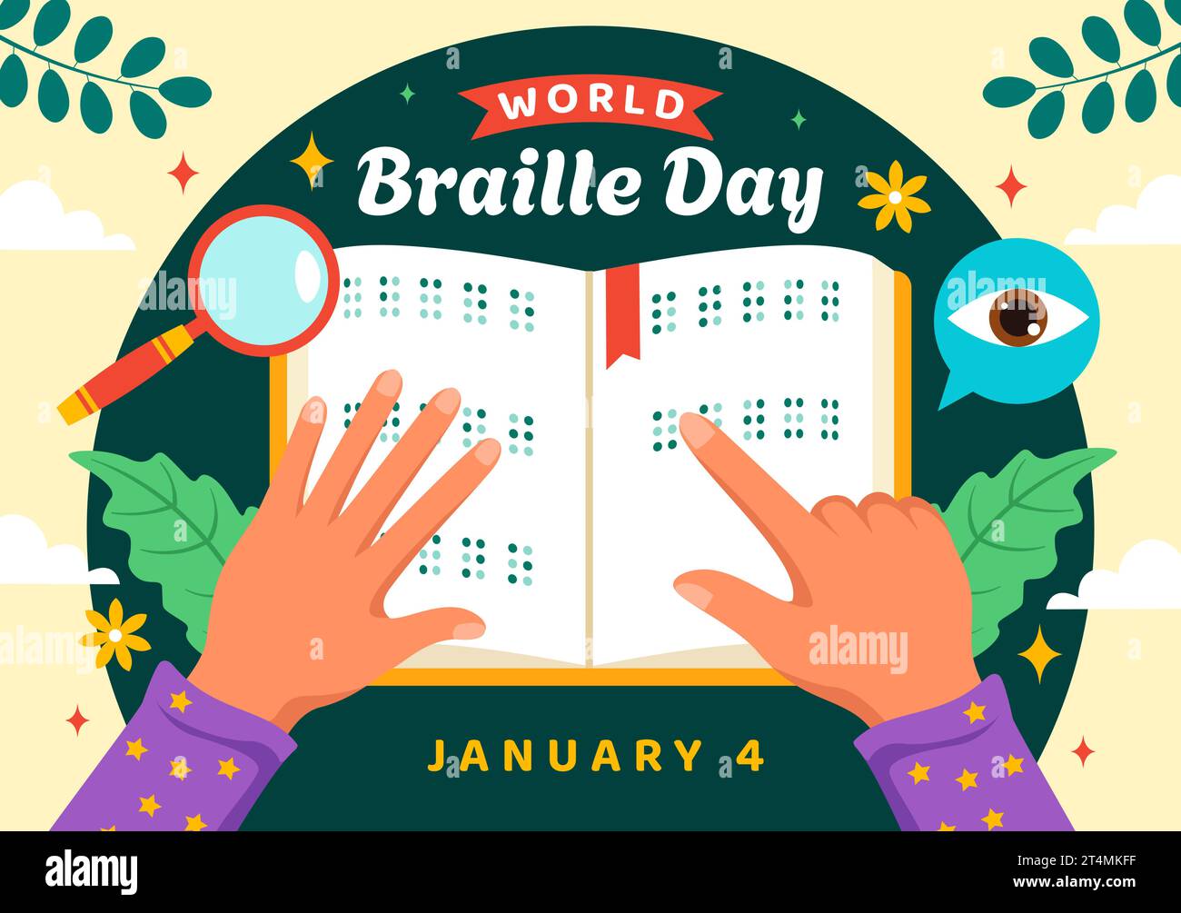 World Braille Day Vector Illustration on 4th of January with Text by ...