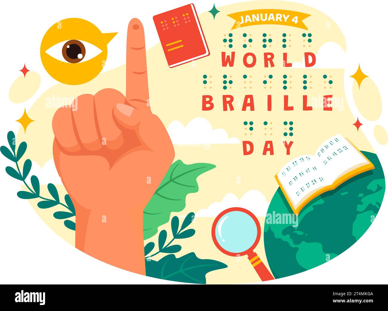 World Braille Day Vector Illustration on 4th of January with Text by ...
