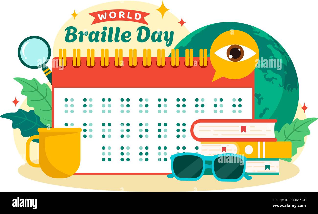 World Braille Day Vector Illustration on 4th of January with Text by ...