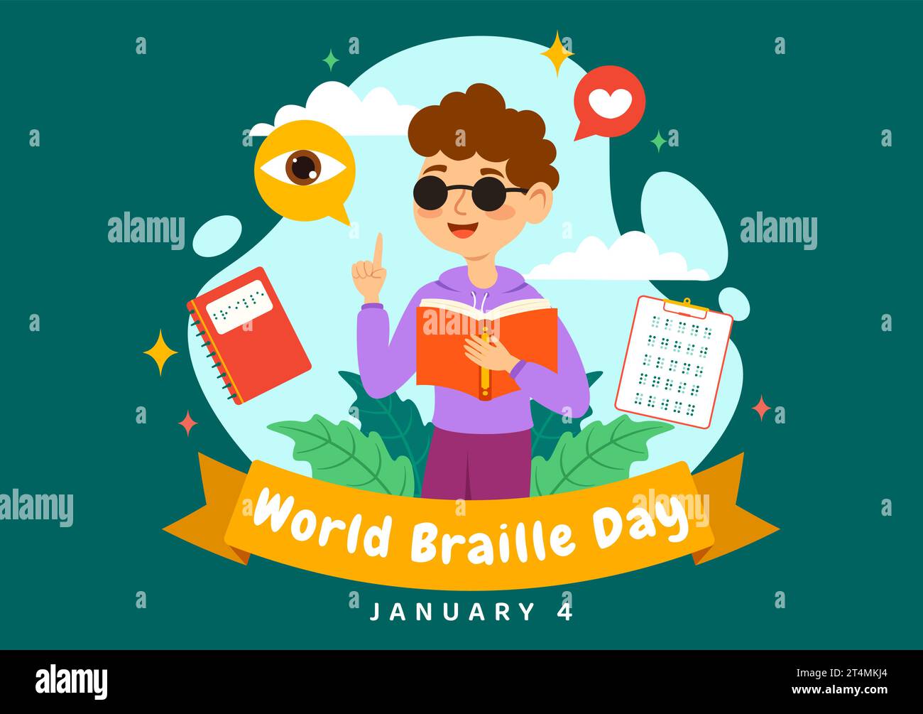 World Braille Day Vector Illustration on 4th of January with Text by ...