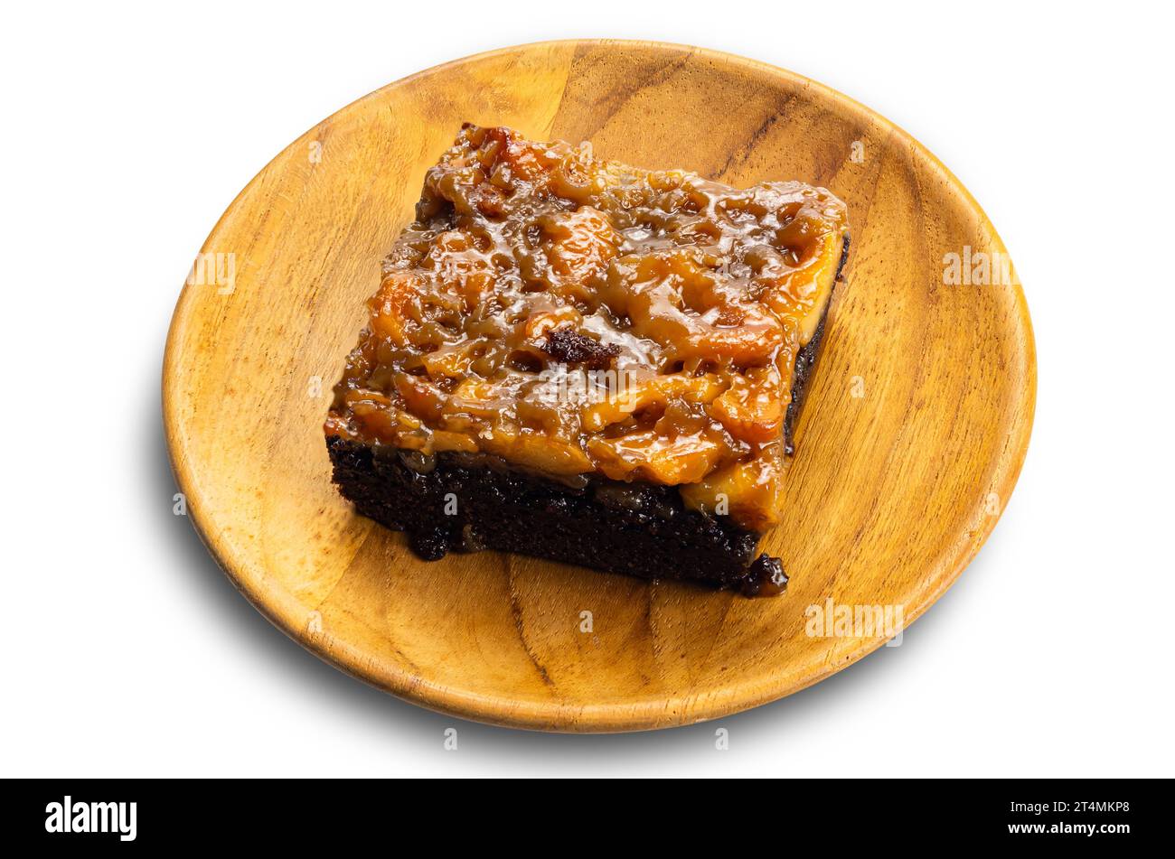 View of delicious homemade chocolate toffee cake topping with cashew ...