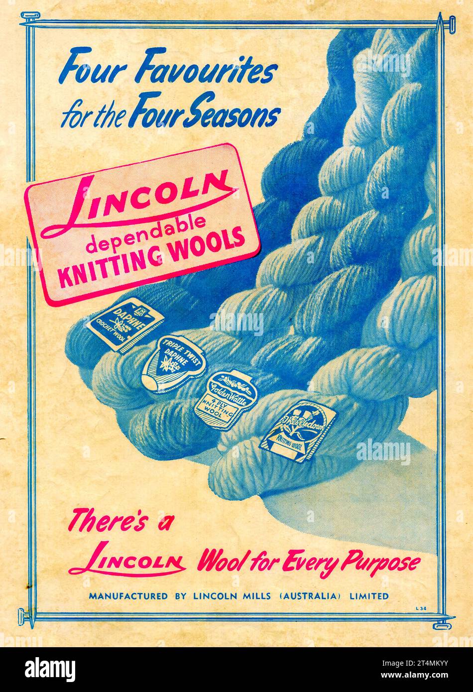 A historical 1950's Australian magazine advertisement Lincoln Knitting ...