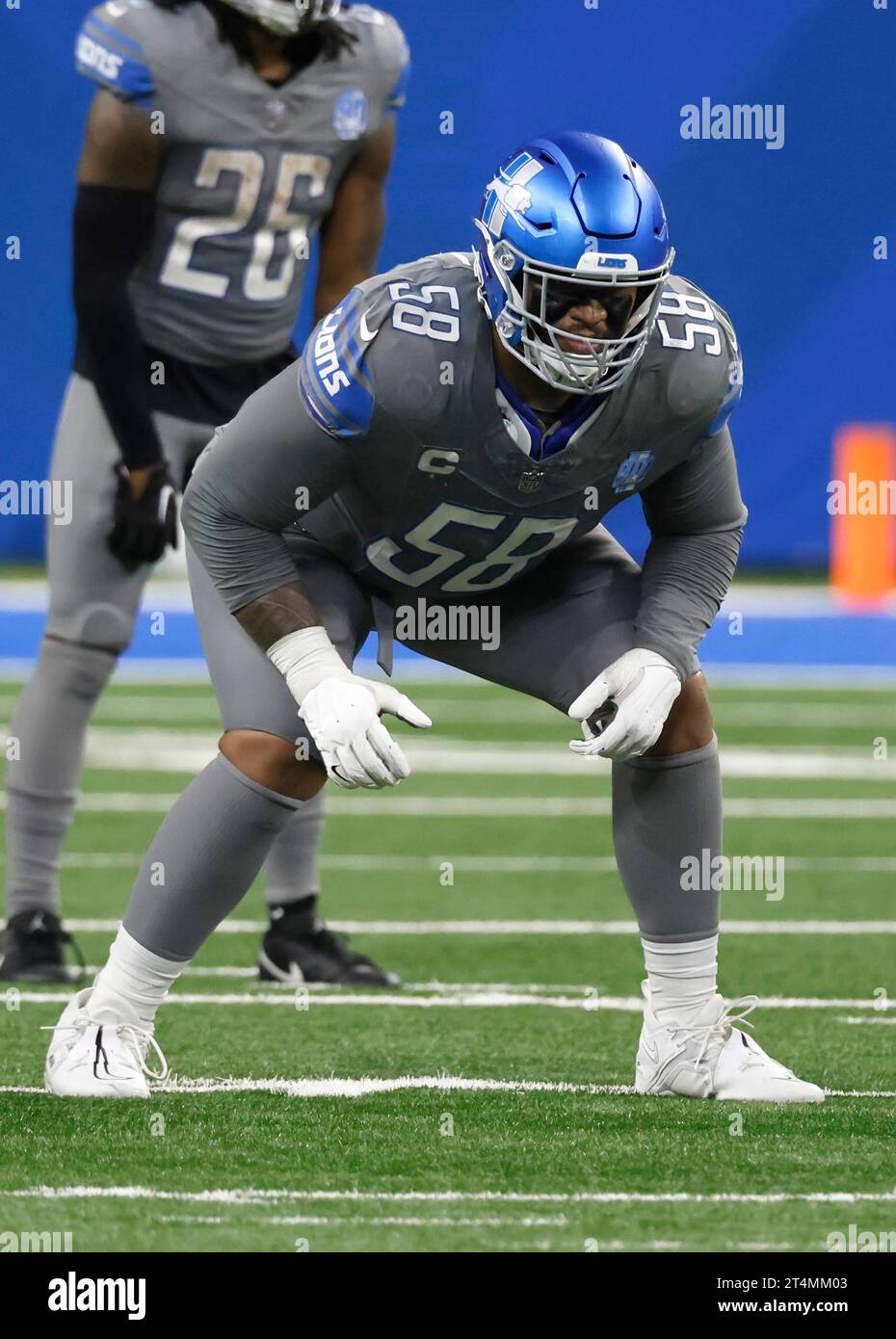 Detroit Lions offensive tackle Penei Sewell (58) against the Las Vegas ...