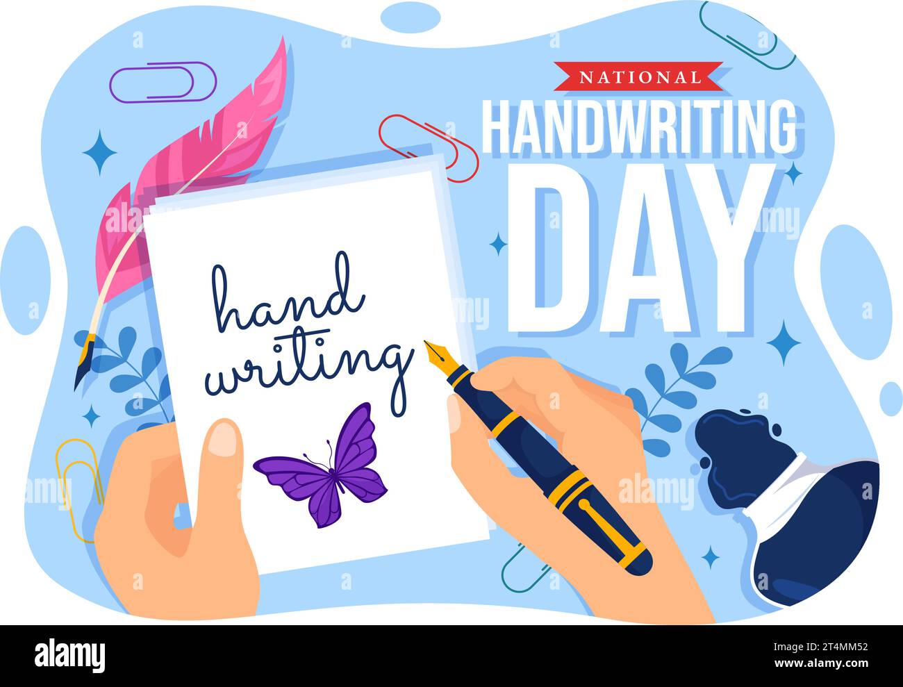 National Handwriting Day Vector Illustration on 23 January with Ink ...