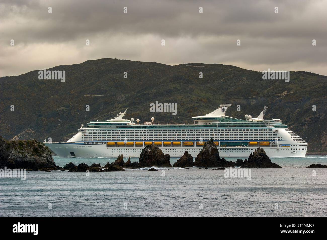 Cruise ship Explorer of the Seas enters Wellington Harbour, New Zealand ...