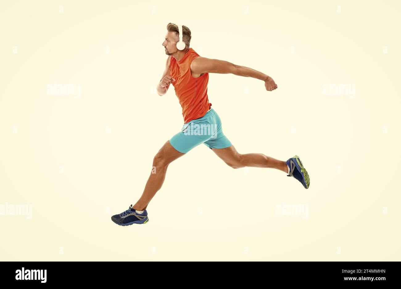 runner at a long sport run race. runner run isolated on white studio ...