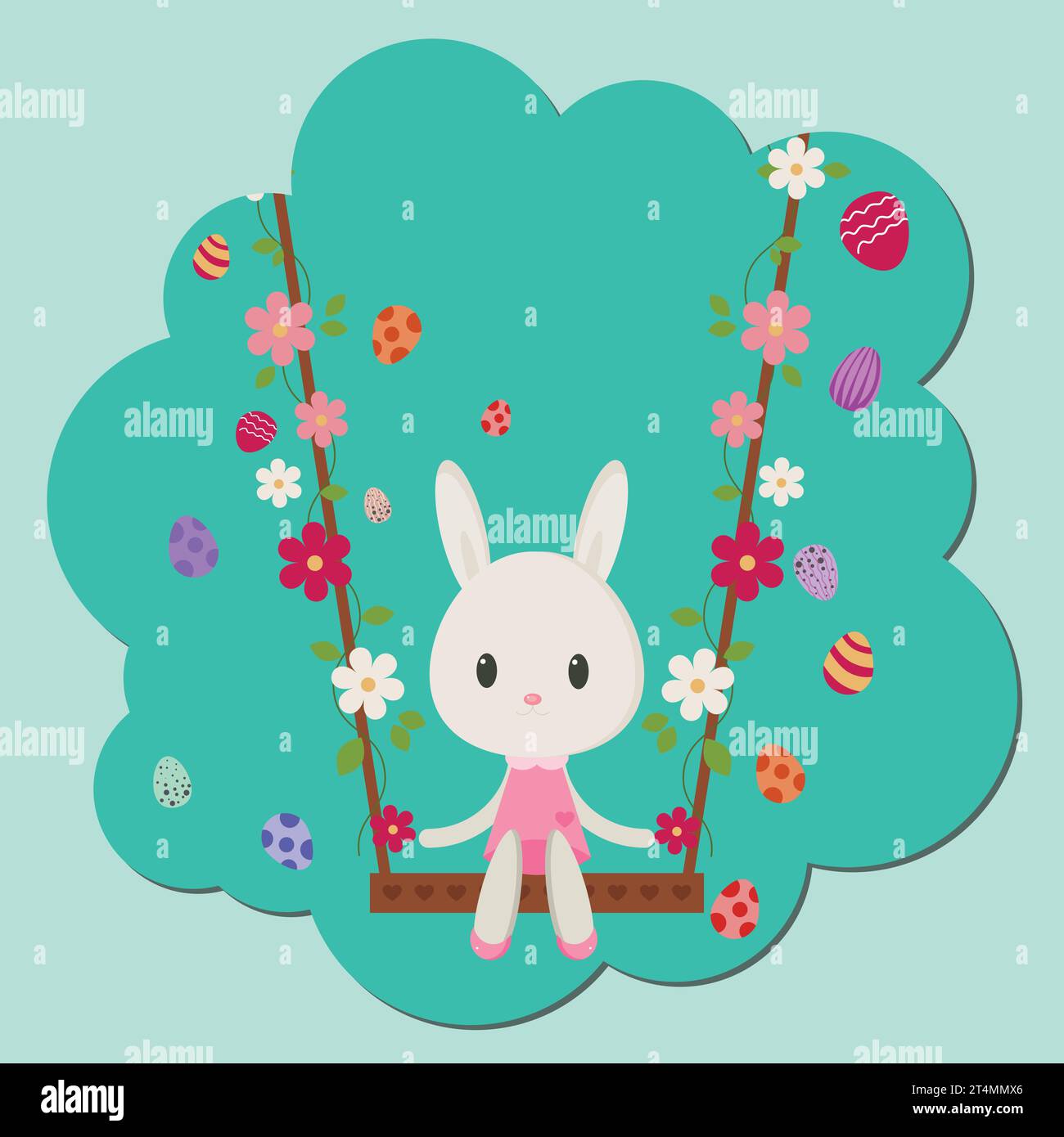 Easter bunny swing with egg background flat design Stock Vector Image & Art - Alamy