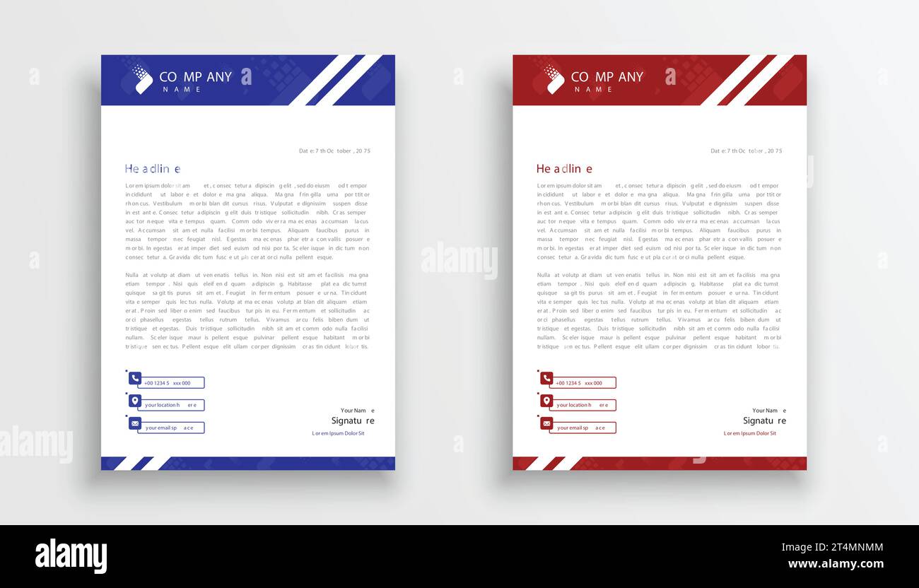 Executive elegant blue and red letterhead Vector Image Stock Vector ...