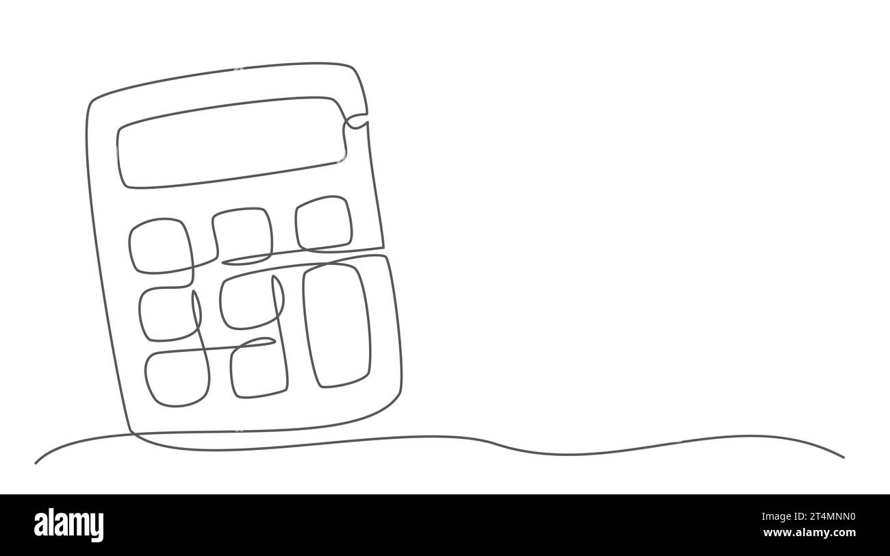 Calculator One line drawing isolated on white background Stock Vector ...
