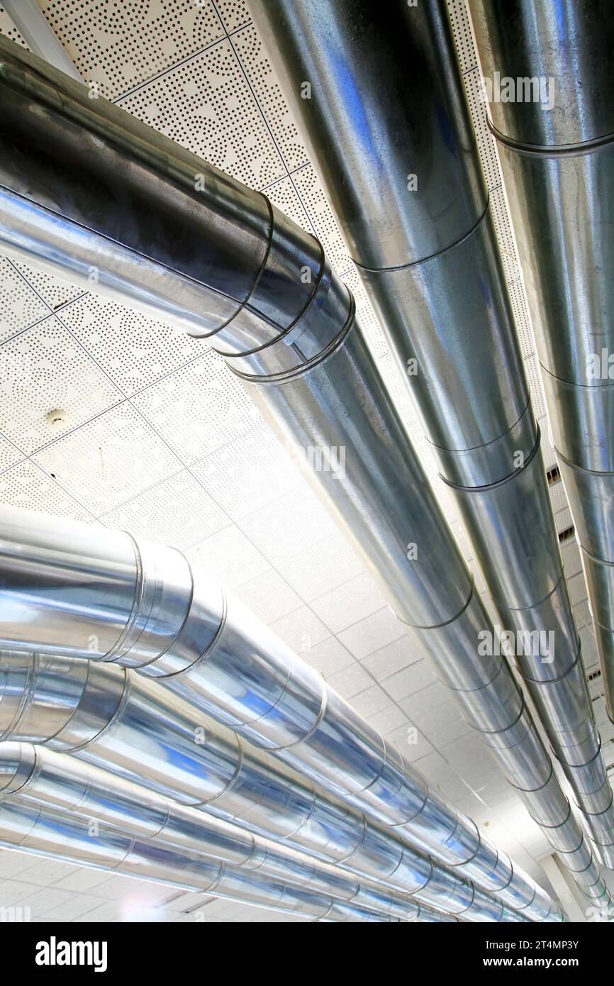 Stainless steel pipe in the factory, closeup of photo Stock Photo - Alamy