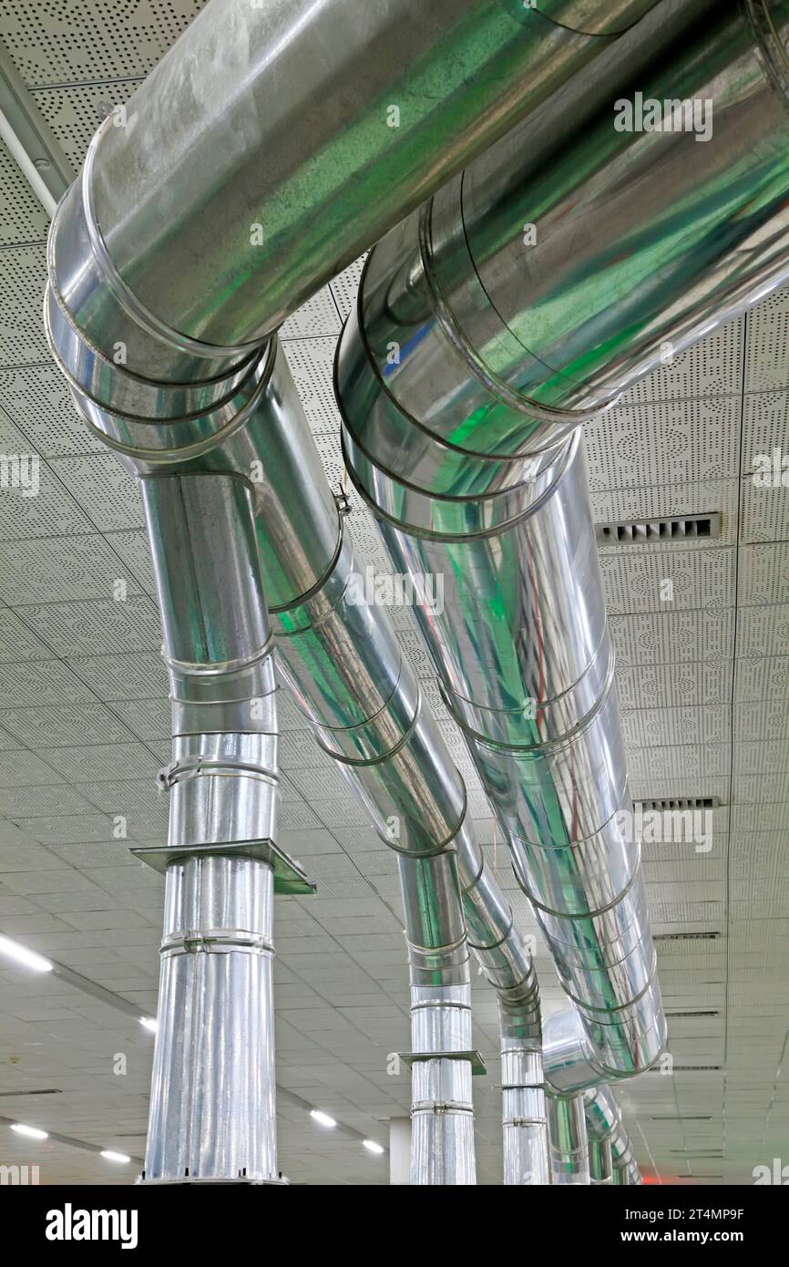 Stainless steel pipe in the factory, closeup of photo Stock Photo - Alamy