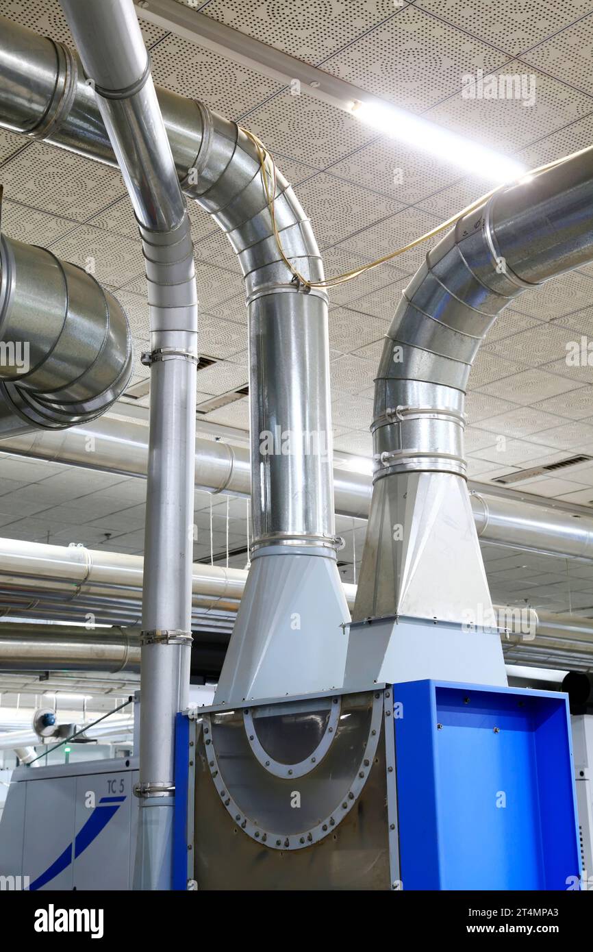 Stainless steel pipe in the factory, closeup of photo Stock Photo - Alamy
