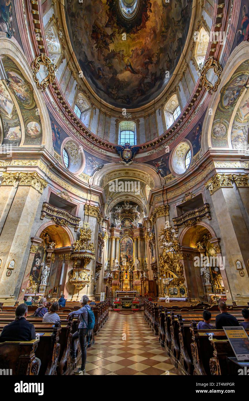 Vienna, Austria. Interior of Peterskirche or St. Peter's Church ...