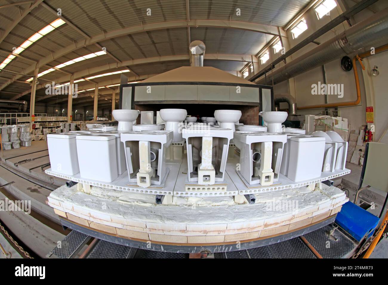 ceramic sintering workshop production line in a factory, closeup of ...