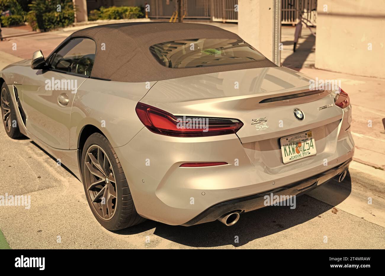 Los Angeles, California USA - April 13, 2021: silver grey bmw z4 luxury ...