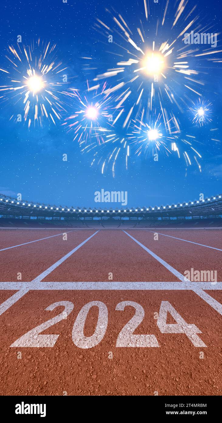 Running track of 2024. The way to 2024. Happy New Year 2024 Stock Photo ...