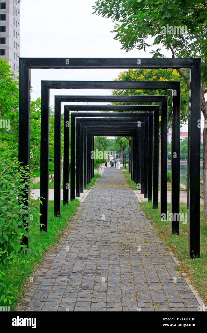 Corridor landscape architecture in the park Stock Photo - Alamy