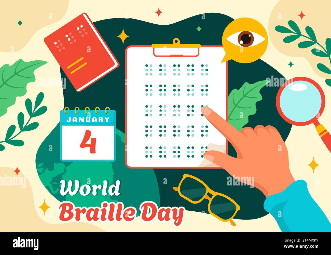 World Braille Day Vector Illustration on 4th of January with Text by ...