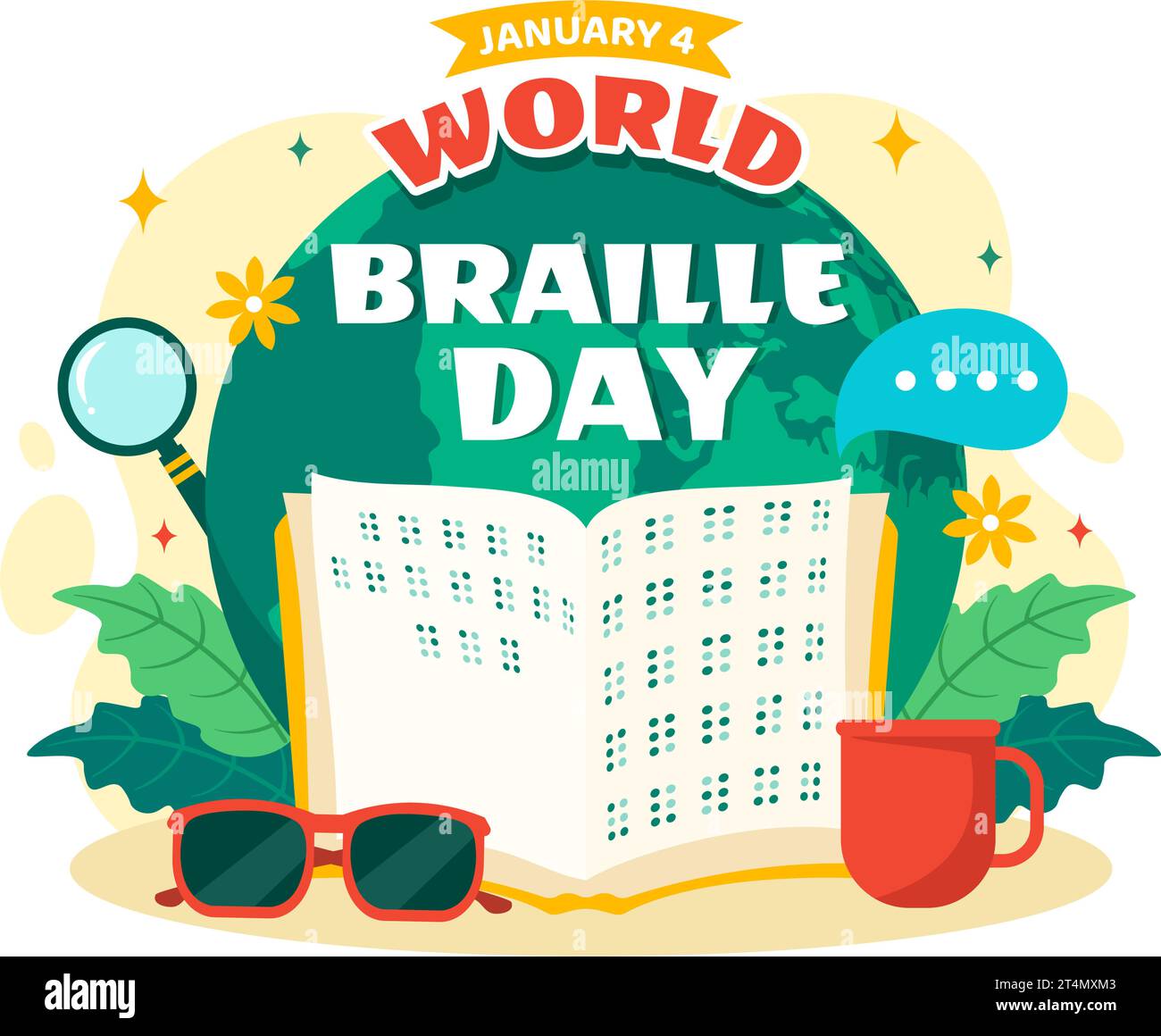 World Braille Day Vector Illustration on 4th of January with Text by ...