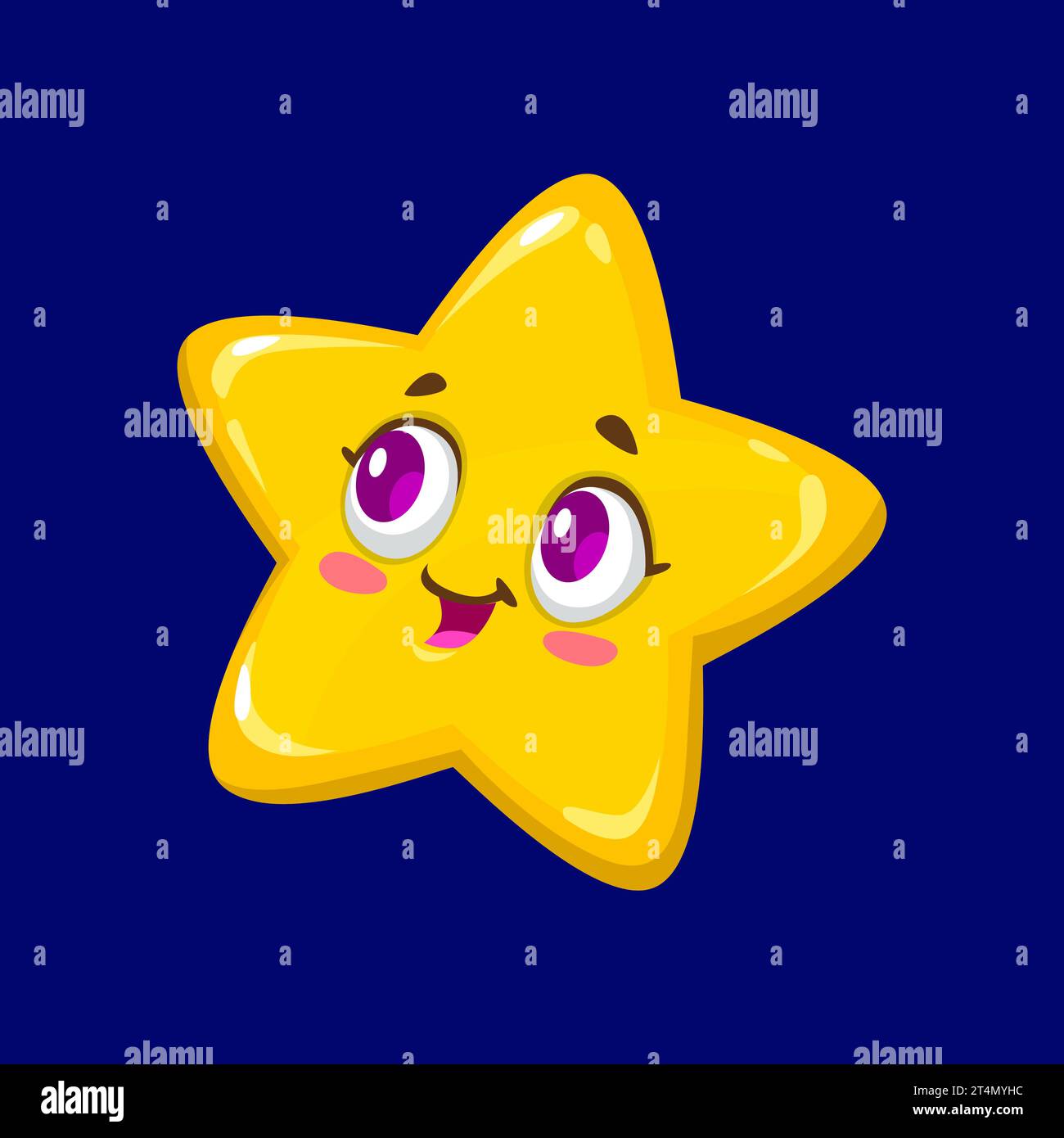 Cartoon cute star character with cheerful expression. Isolated vector ...