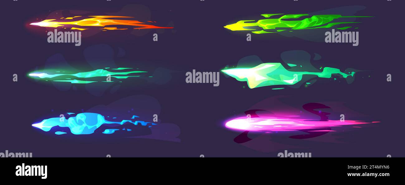 Game handgun or blaster shoot light effect. Cartoon vector illustration ...