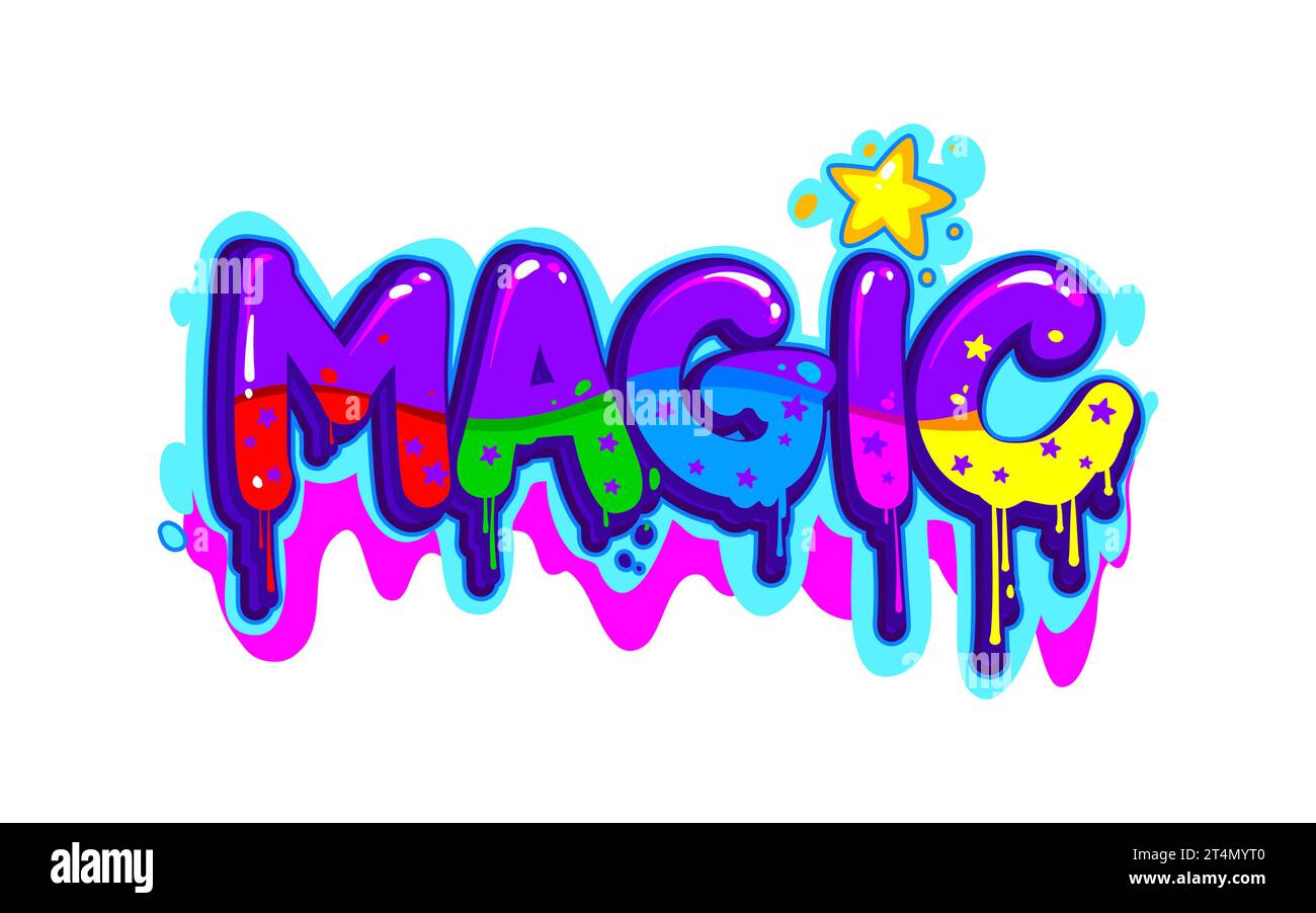 Magic graffiti, street art and urban style lettering with paint spray ...