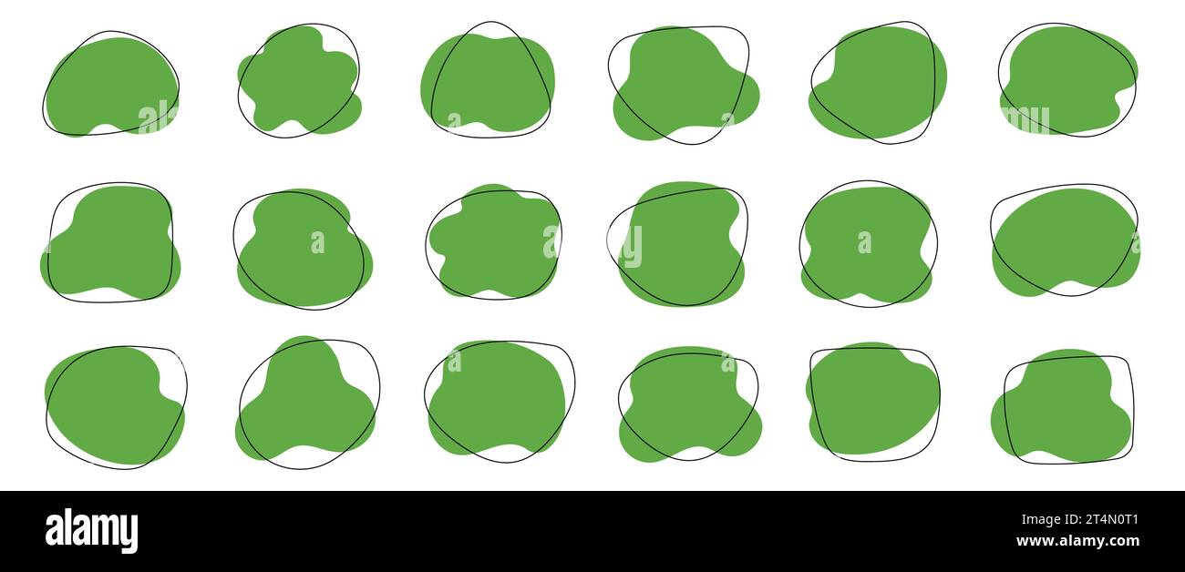 Organic blob shape, abstract green color amoeba, irregular fluid ...