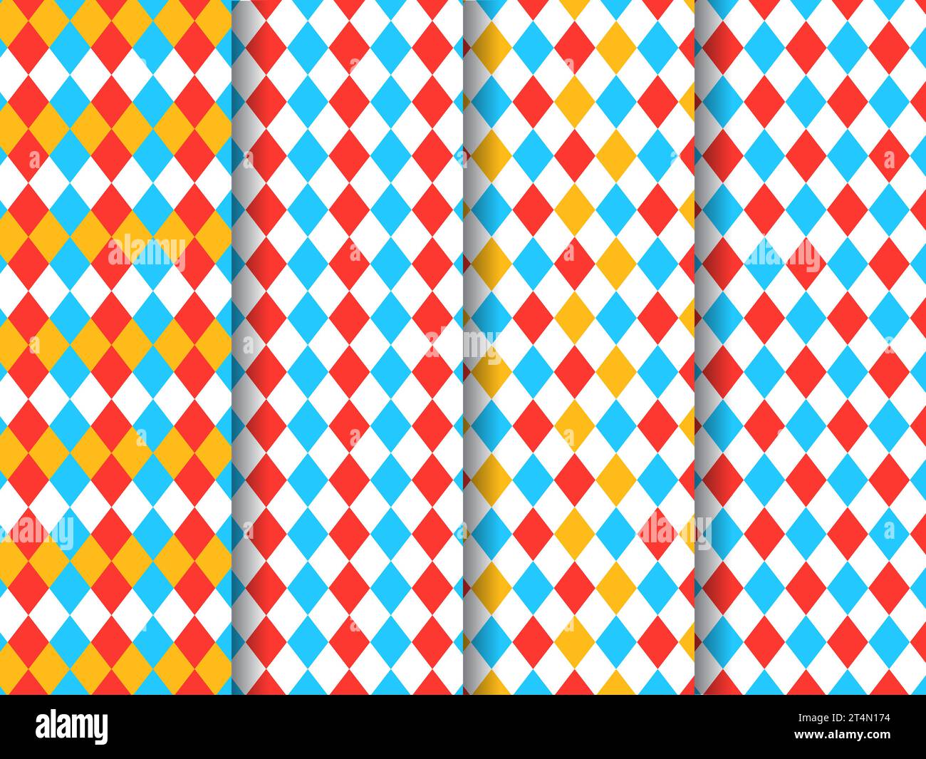 Circus harlequin patterns, rhombus lozenge pattern of bright color ...