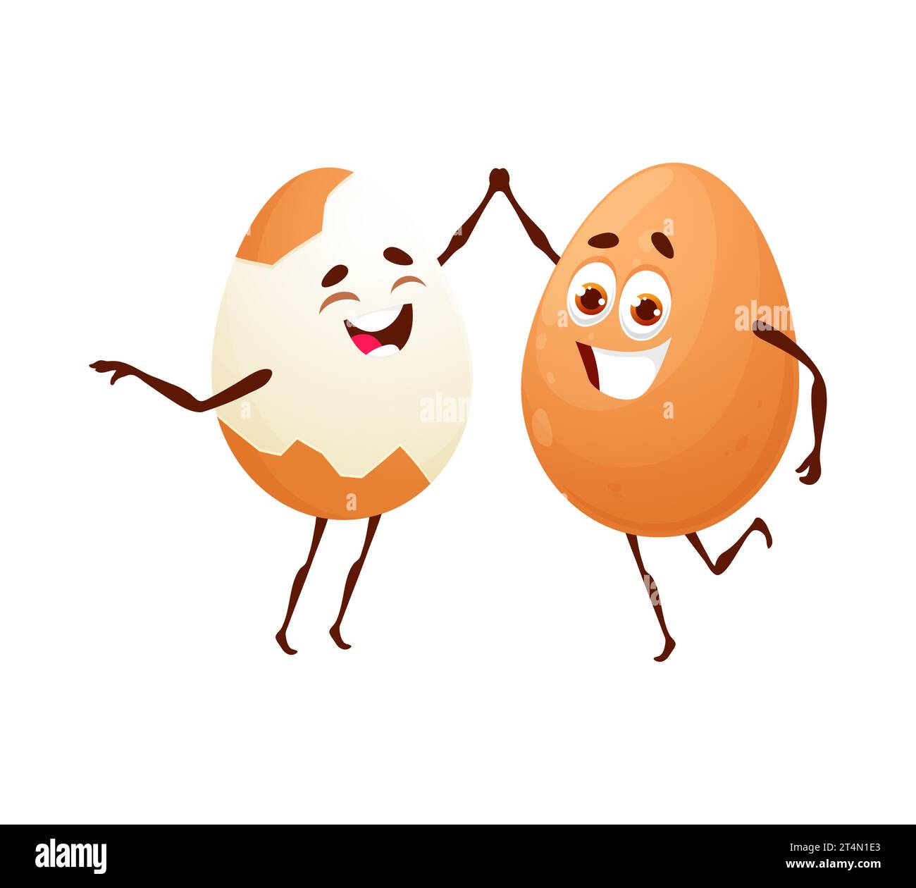 Egg cartoon keto diet food characters giving high-five. Isolated vector ...