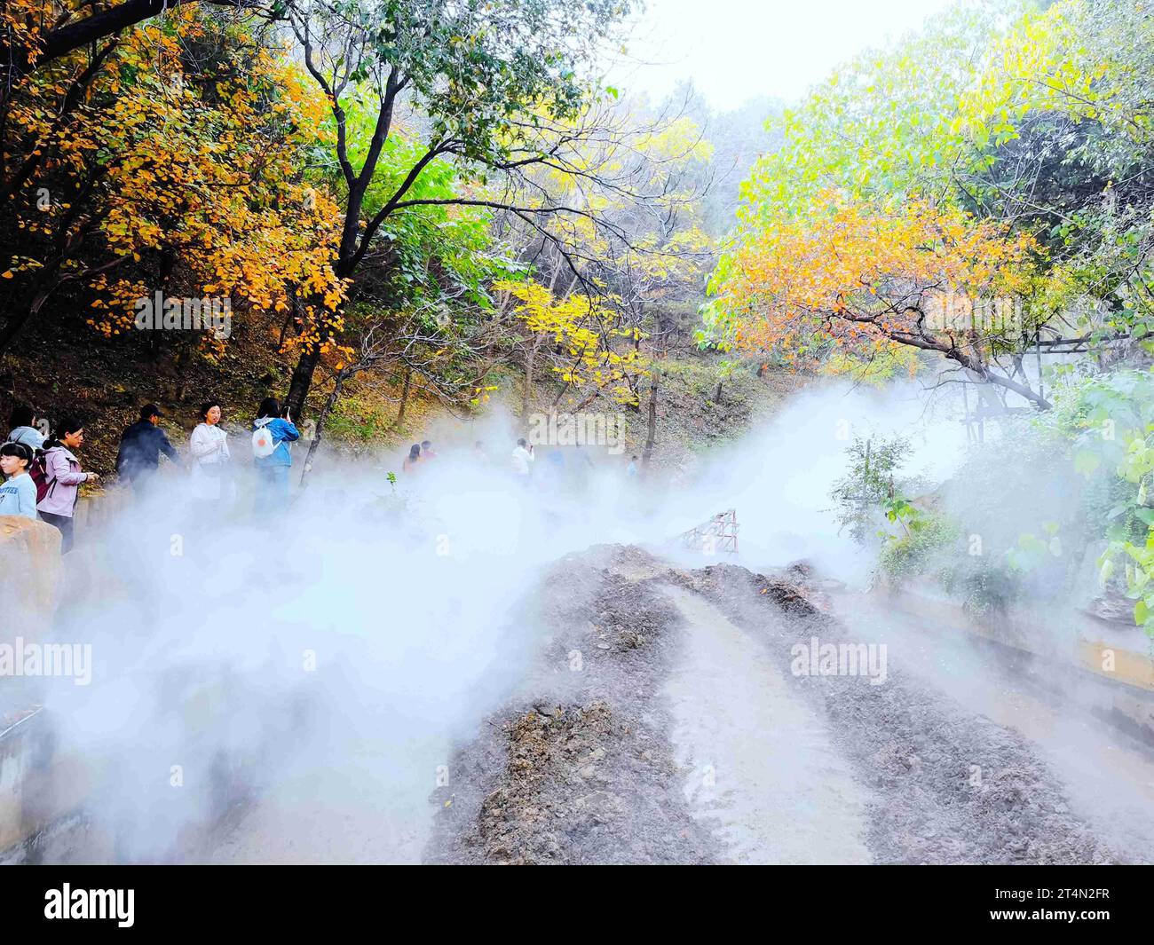 Tourists enjoy autumn scenery at Xishan National Forest Park in Beijing ...