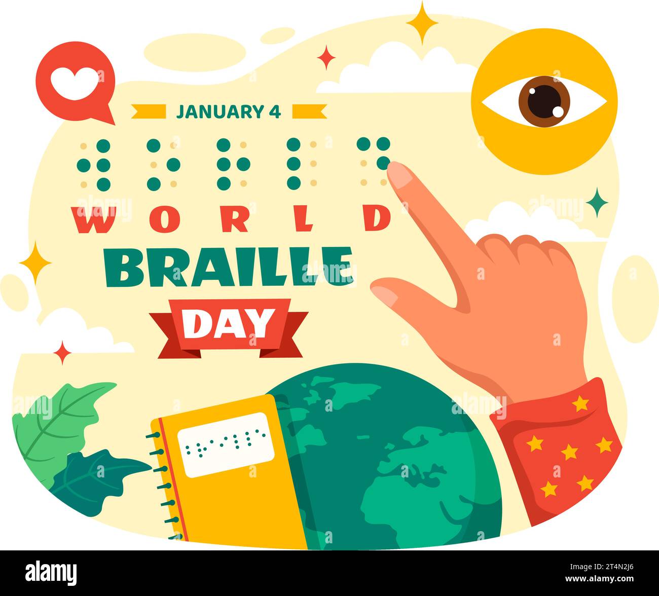 World Braille Day Vector Illustration on 4th of January with Text by ...