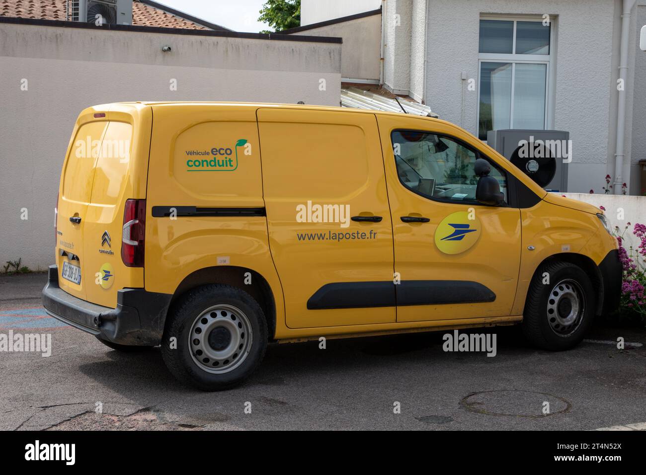 Bordeaux , France - 10 31 2023 : La Poste postman panel car van yellow ...