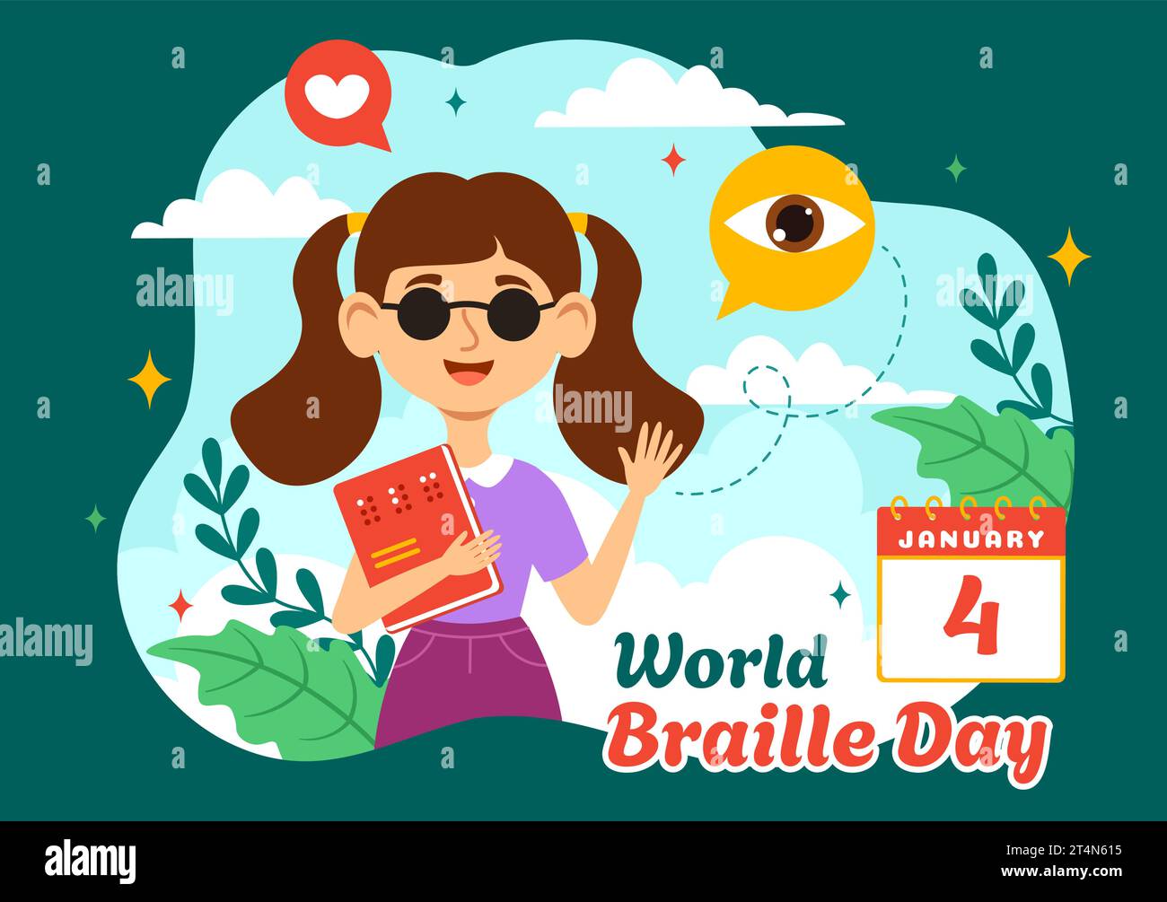 World Braille Day Vector Illustration on 4th of January with Text by ...