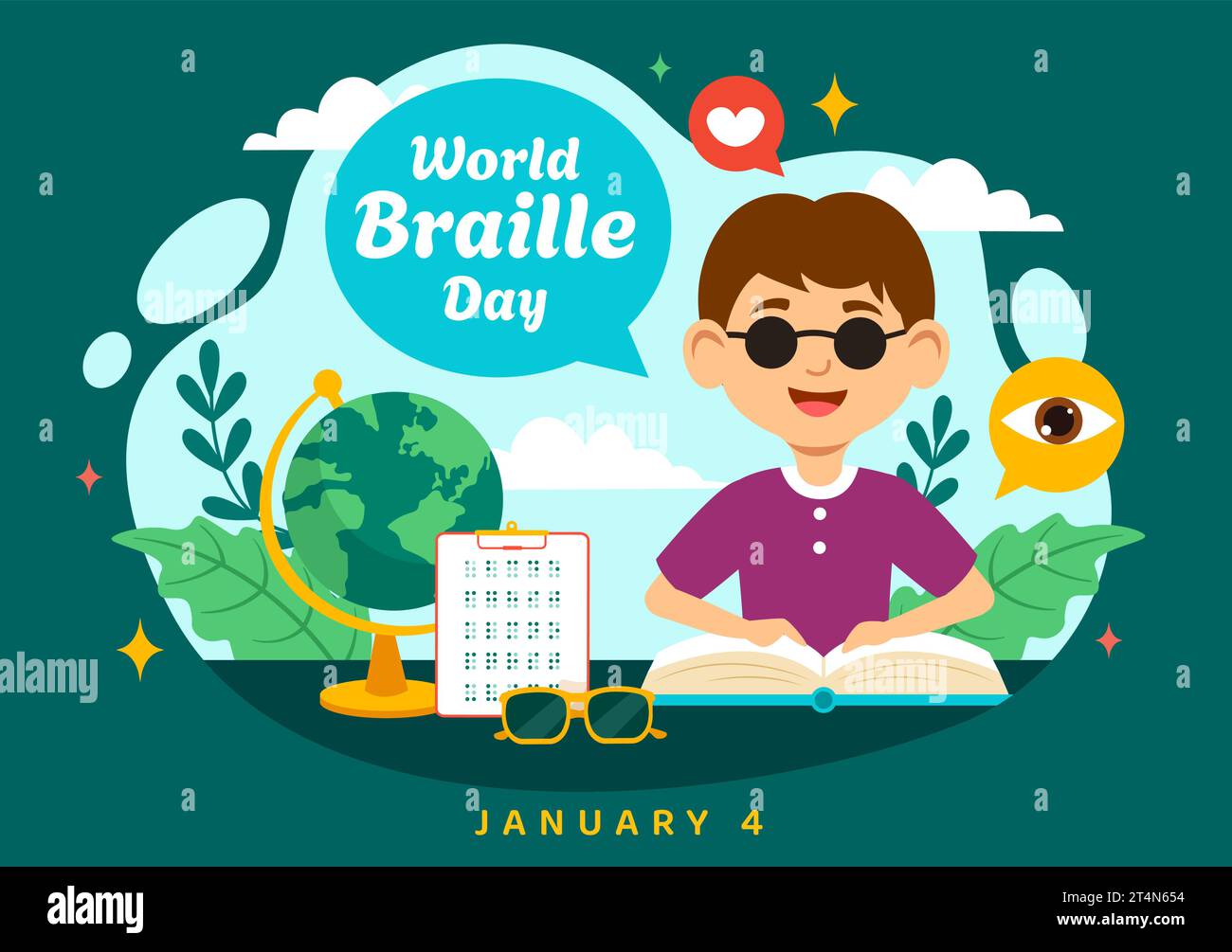 World Braille Day Vector Illustration on 4th of January with Text by ...