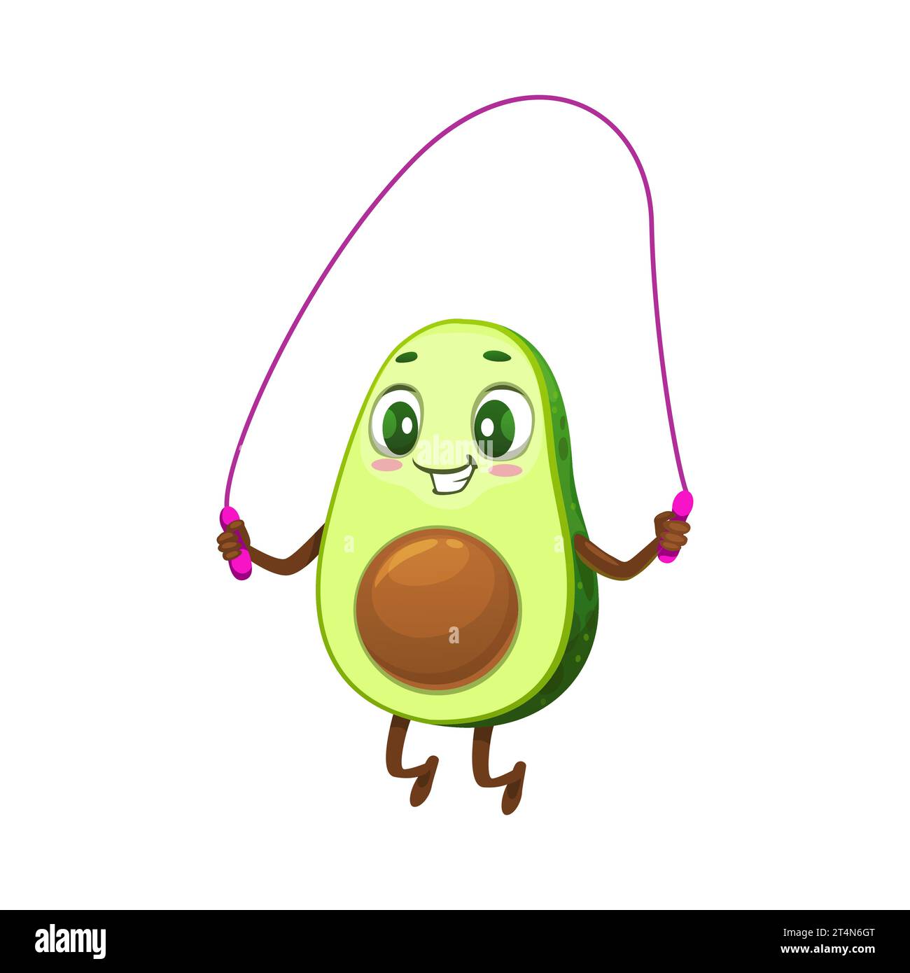 Cartoon mexican cheerful avocado character with jumping rope. Energetic ...