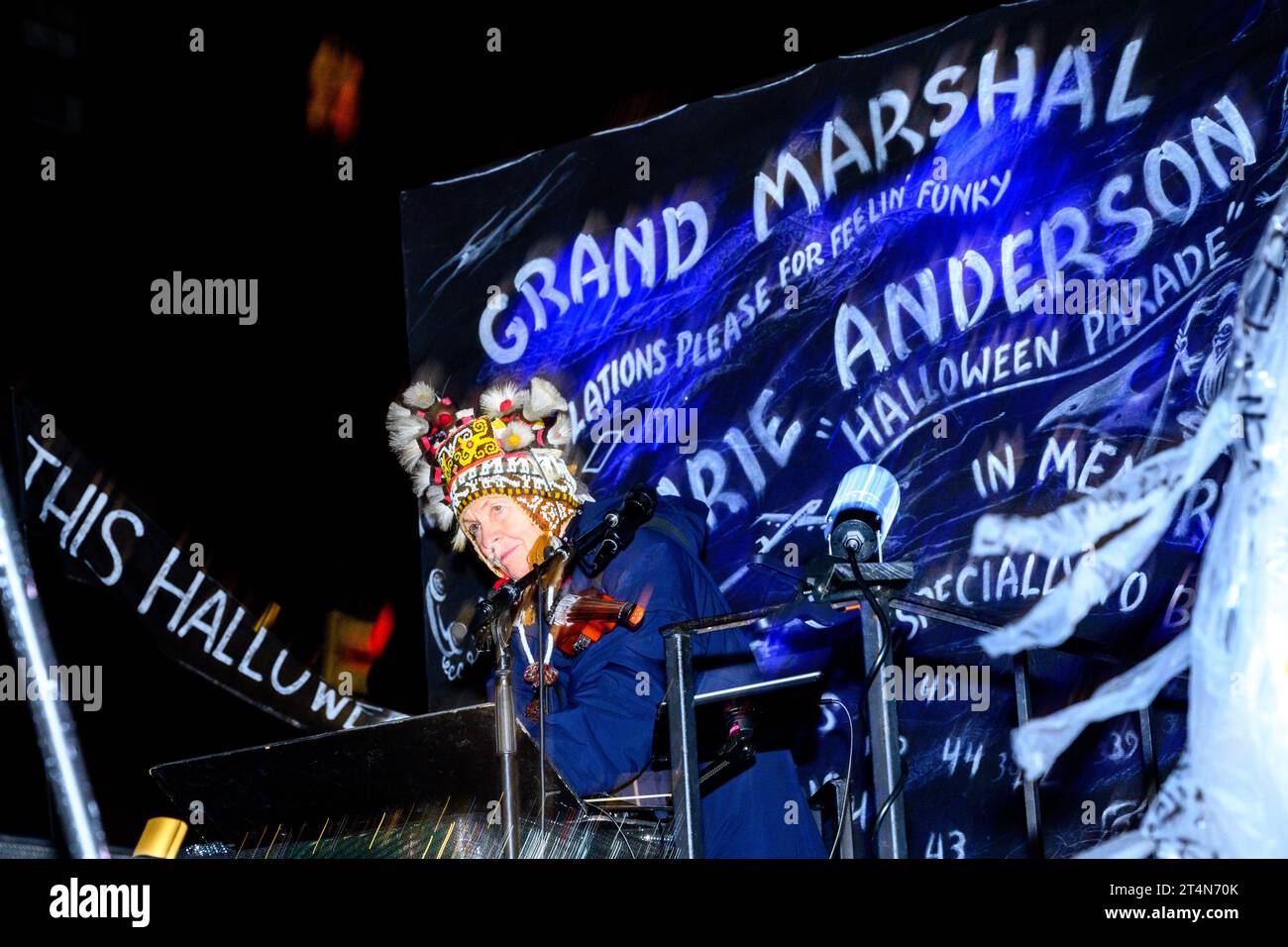 New York, USA. 31st Oct, 2023. Grand marshal Laurie Anderson ...