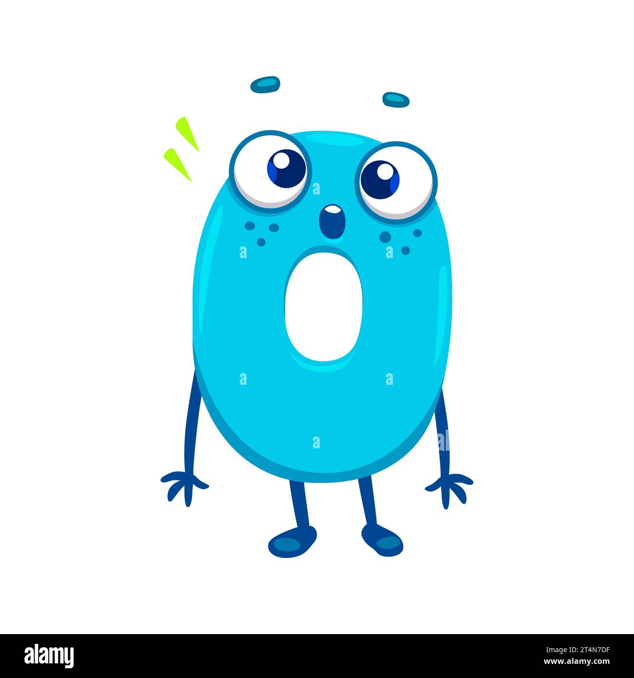 Cartoon funny math number zero 0 character for kids mathematics, vector ...