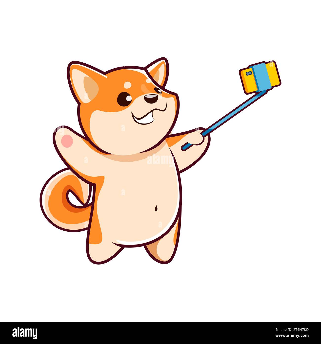 Cartoon kawaii cute pet shiba inu dog and puppy character snaps a ...