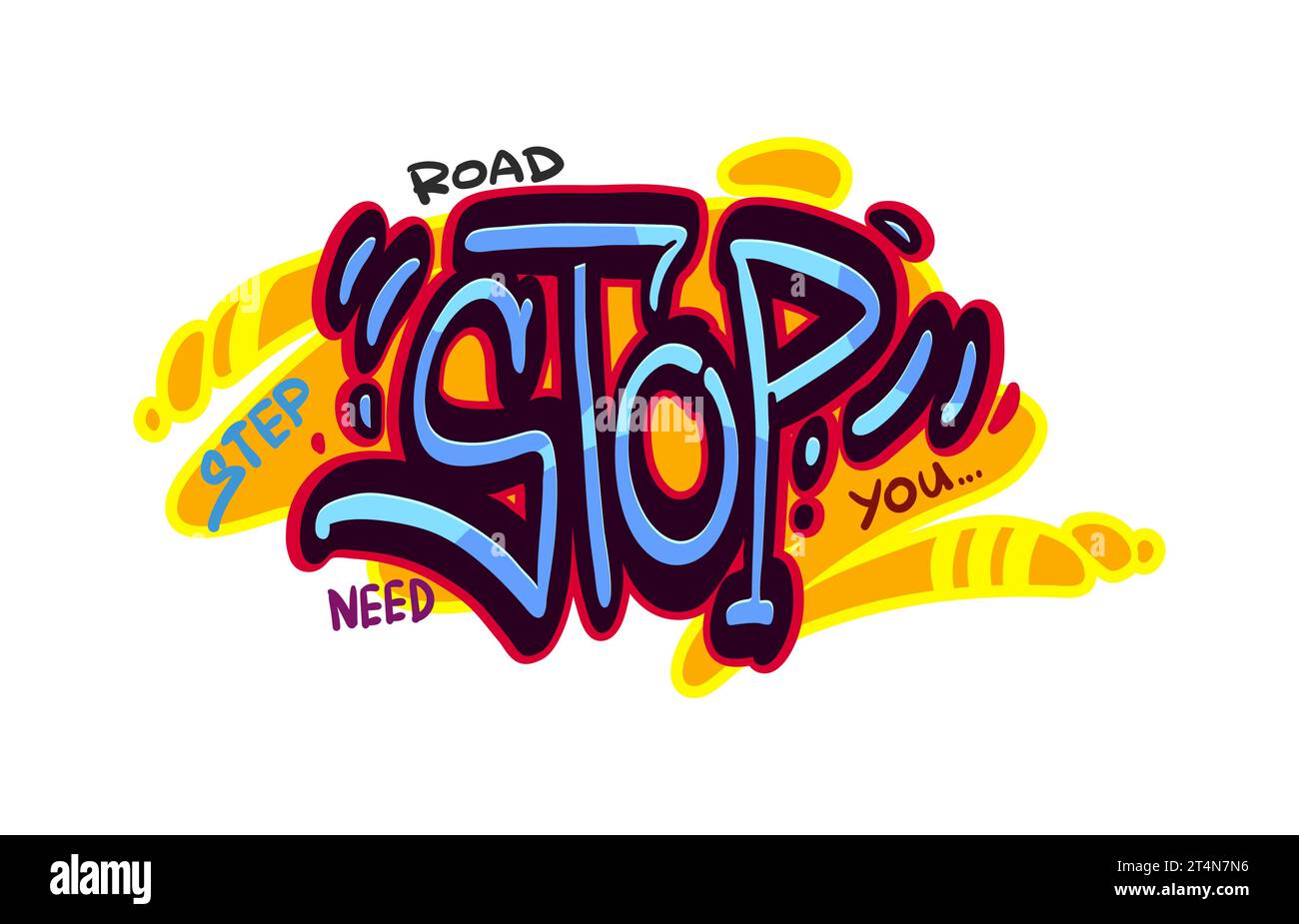 Stop graffiti street art, urban style. Teenage spray paint tag, wall ...
