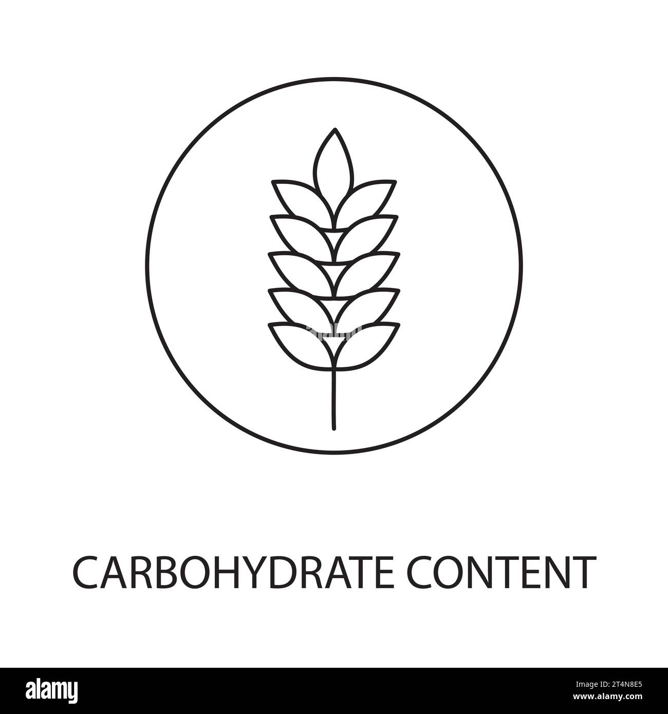 Carbohydrate content line icon vector for food packaging, wheat ear ...