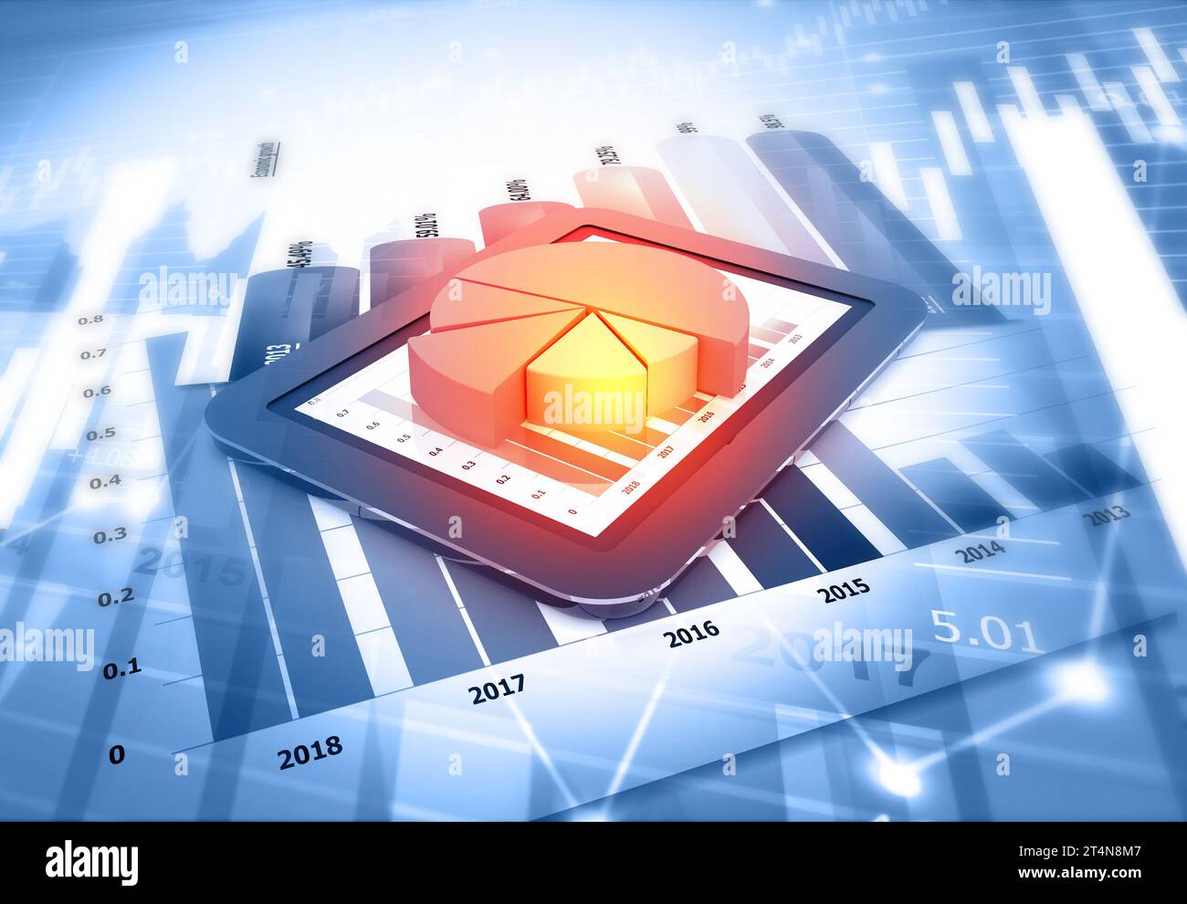 Digital graph chart of stock market and exchange. 3d illustration Stock ...